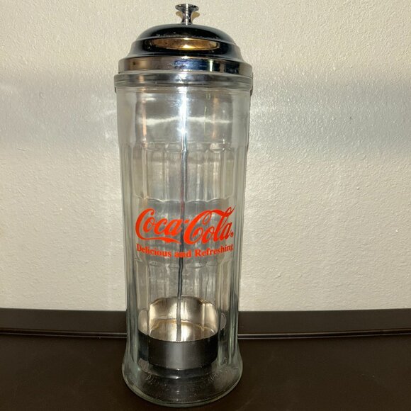 Coca Cola | Kitchen | Vintage Cocacola Glass Straw Dispenser Retro ...